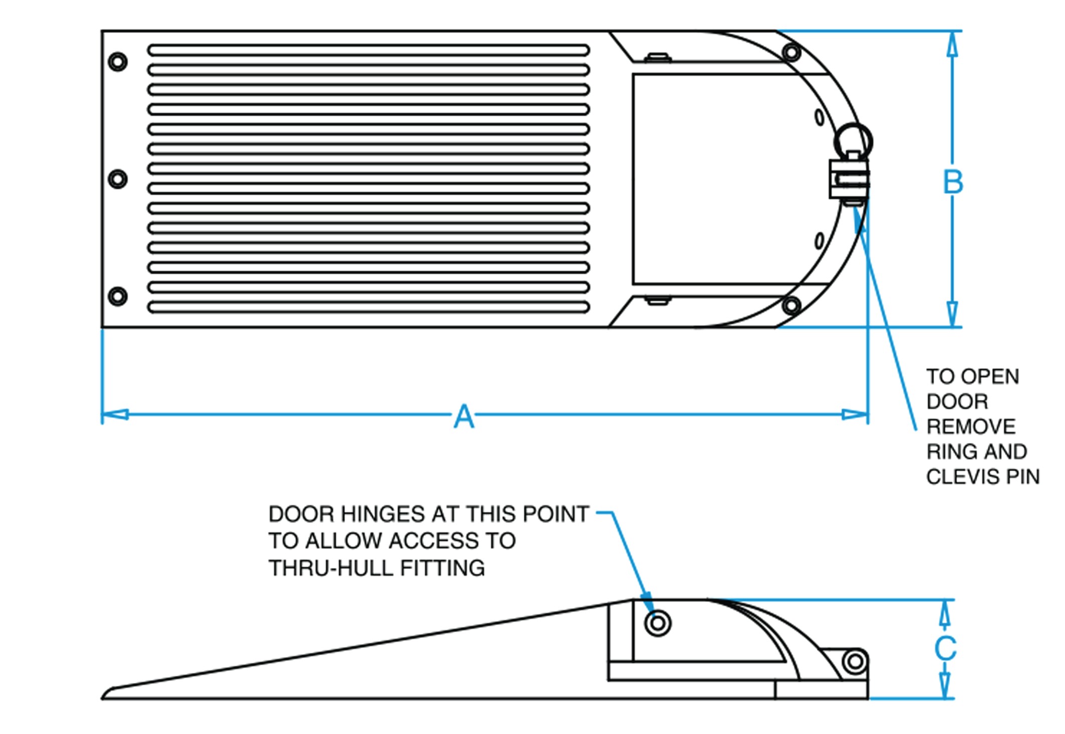 ASC-1250-AL Aluminum Hull Scoop Strainer | GROCO