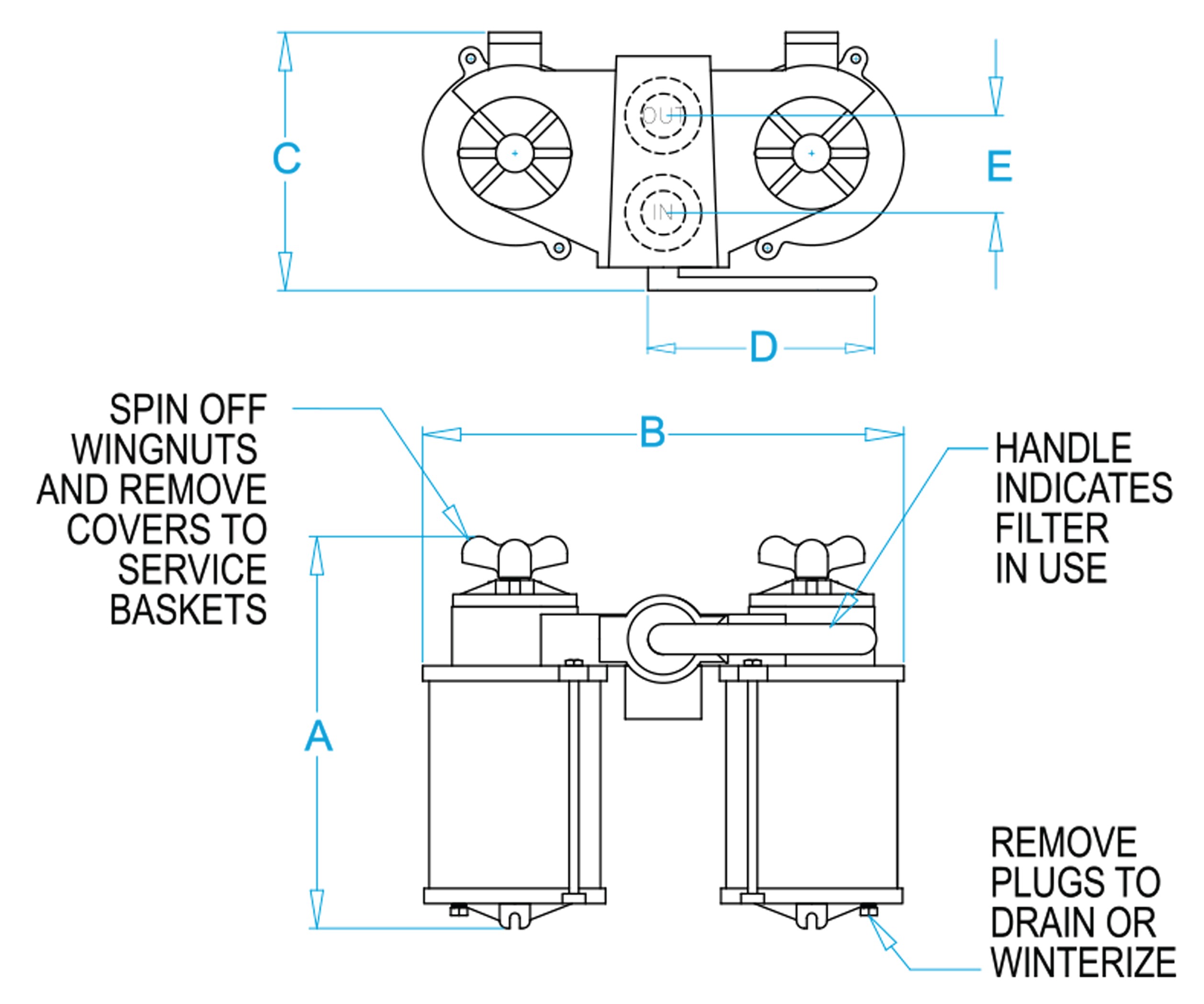 VD-1500 Series 1-1/2" Duplex Raw Water Strainer | GROCO